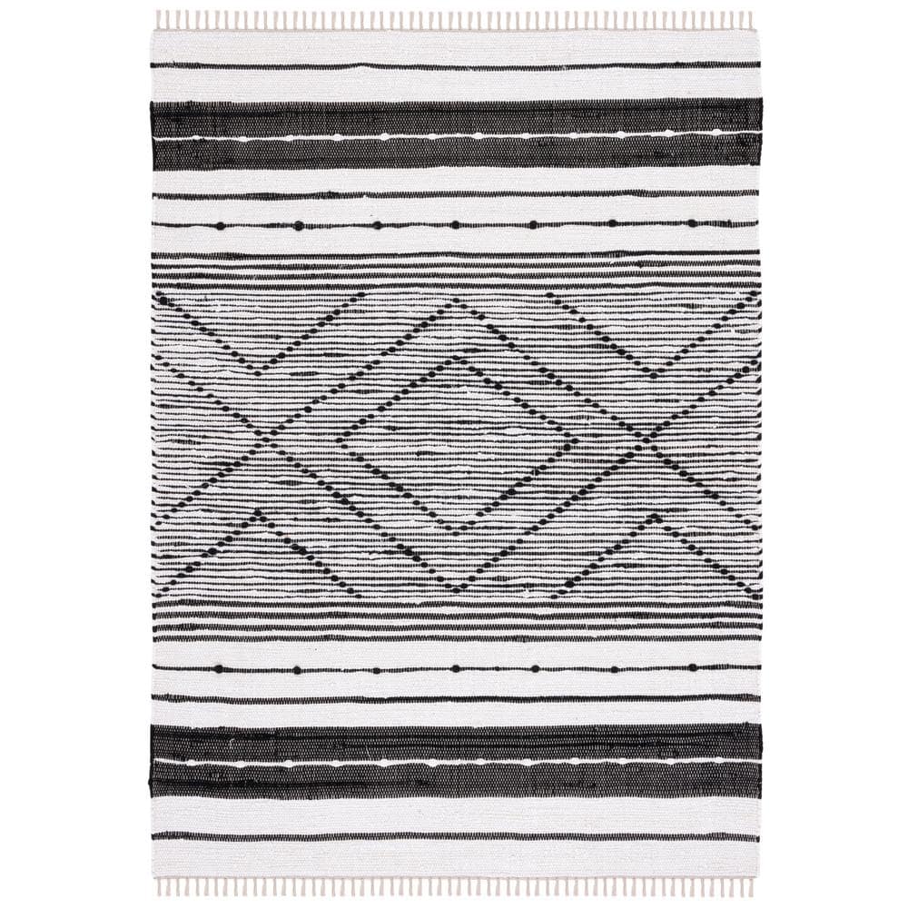 SAFAVIEH Striped Kilim Black Ivory 8 ft. x 10 ft. Abstract Geometric ...