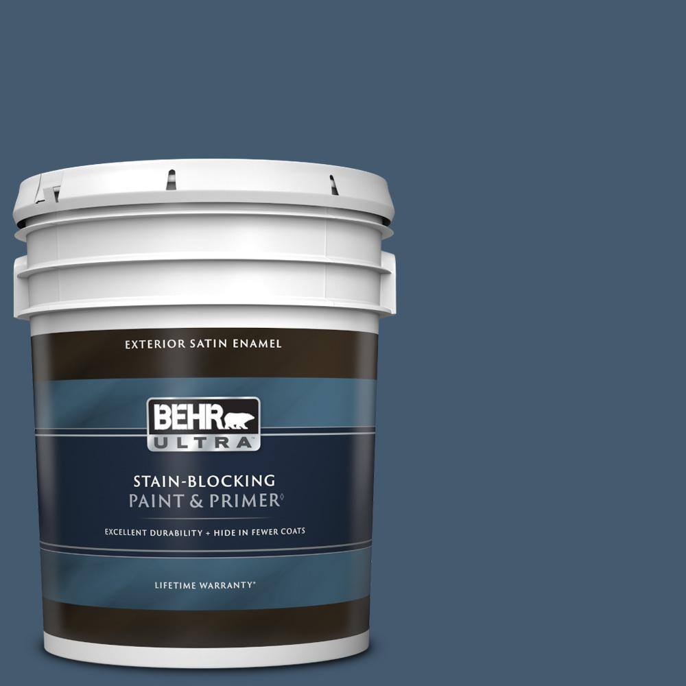 BEHR ULTRA 5 gal. #S500-7 Infinite Deep Sea Satin Enamel Exterior Paint ...