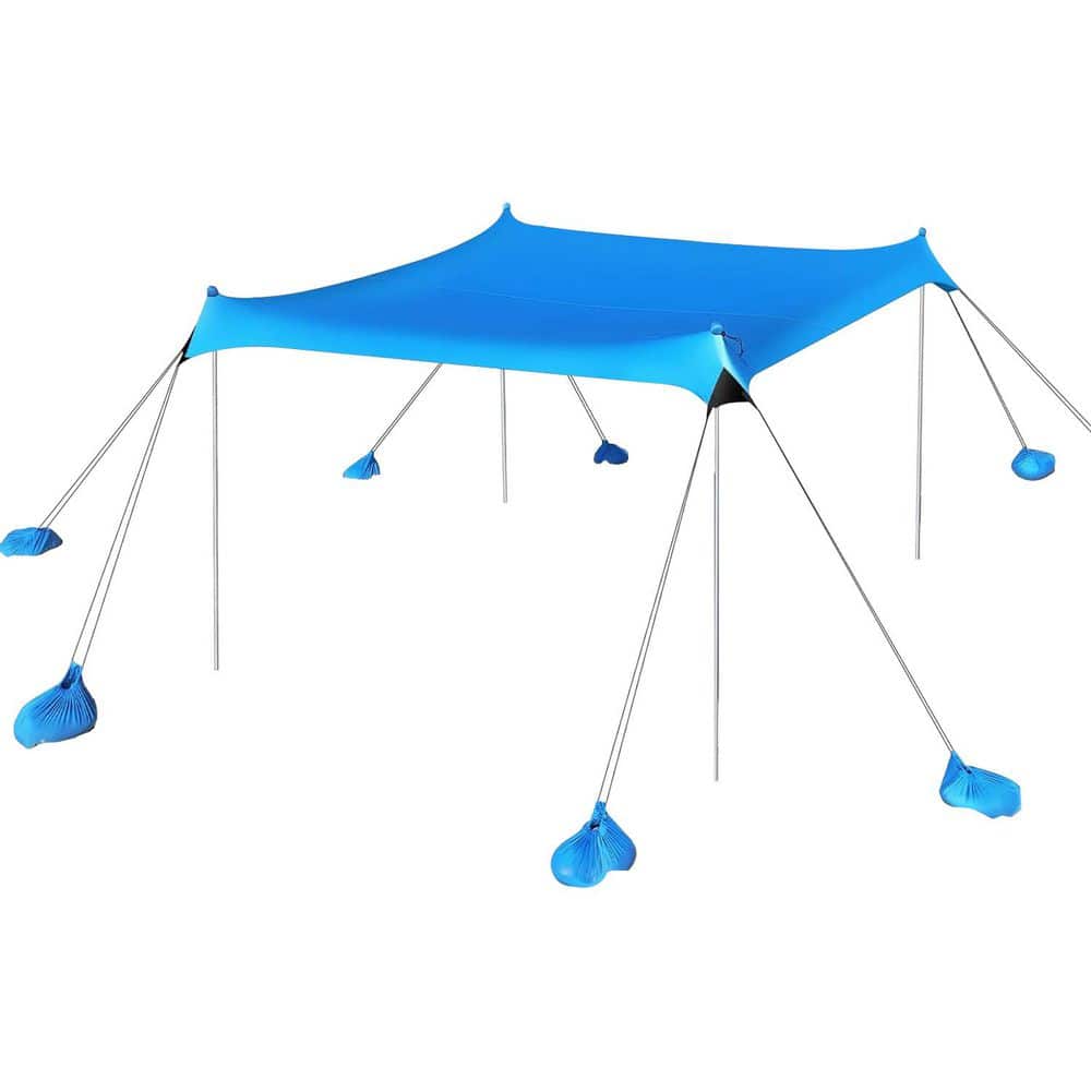 Phewnyzo 10 ft. x 10 ft. Sky Blue Beach Tent Sun Shelter with UPF50 ...