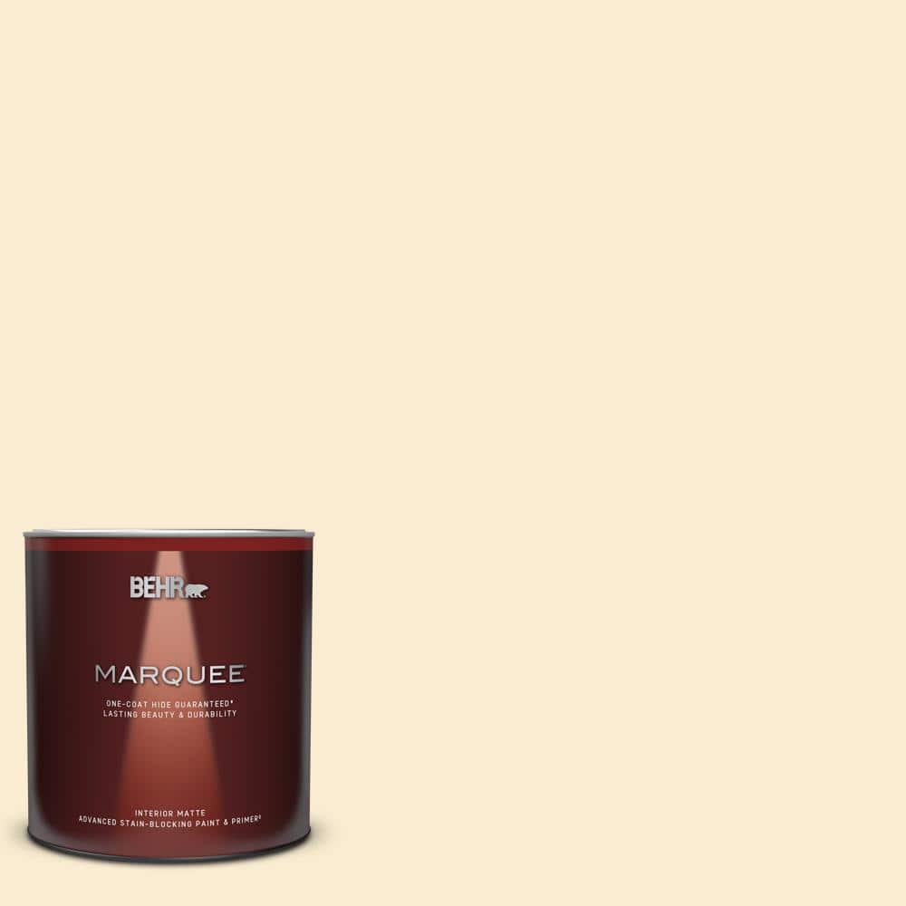 BEHR MARQUEE 1 qt. #OR-W4 Nice Cream Matte Interior Paint & Primer ...