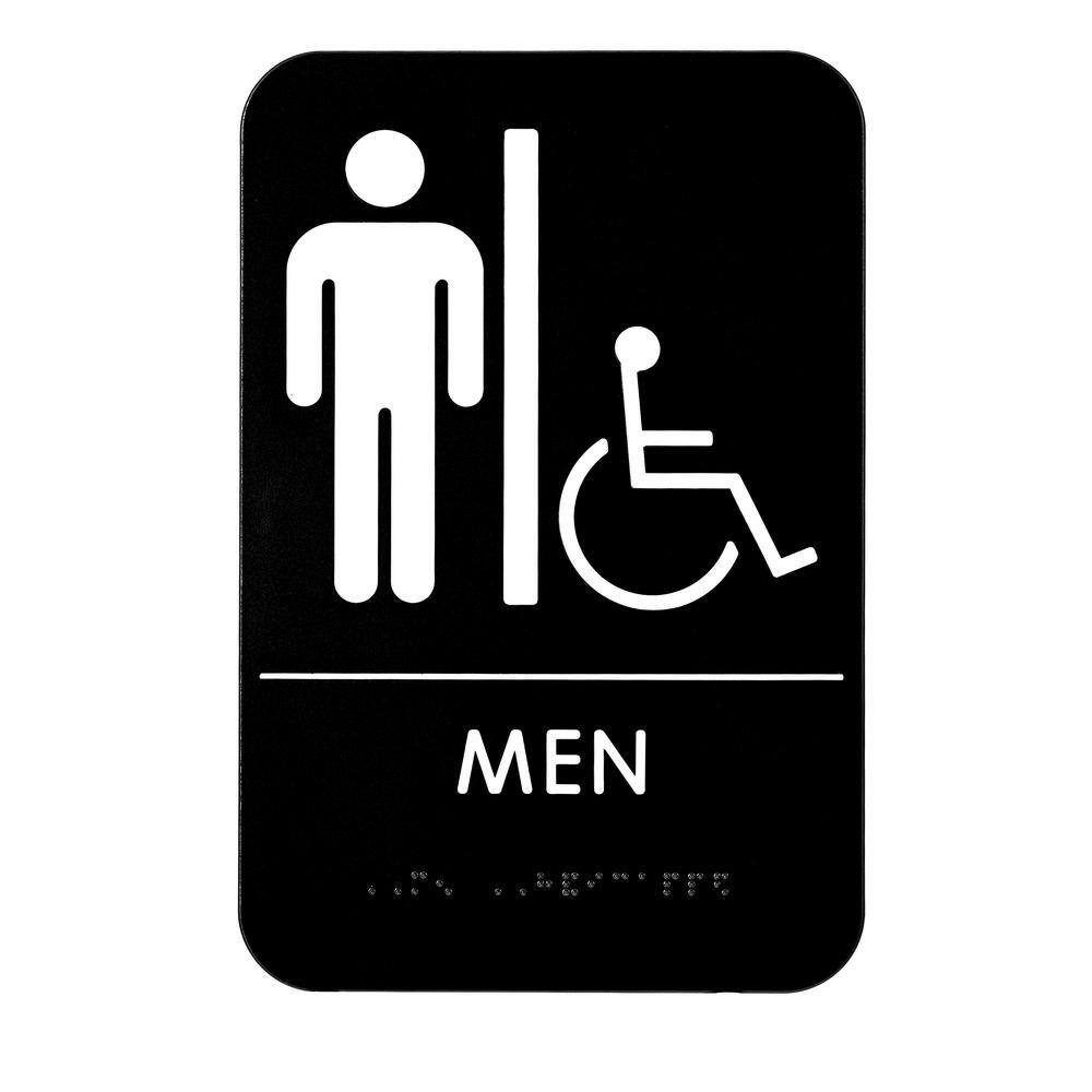 Alpine Industries 9 in. x 6 in. Men Braille Handicapped Restroom Sign ...