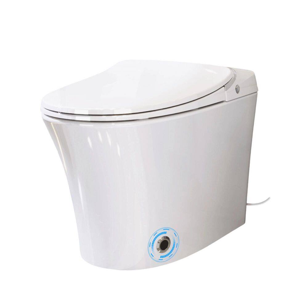 PRIMEPLUS Elongated Bidet Toilet 1.28 GPF in White with Heated Seat ...