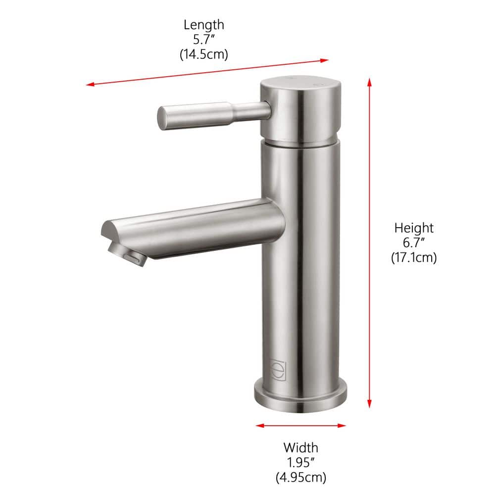 Timeless Home Single Hole Single Handle Bathroom Faucet in Brushed ...