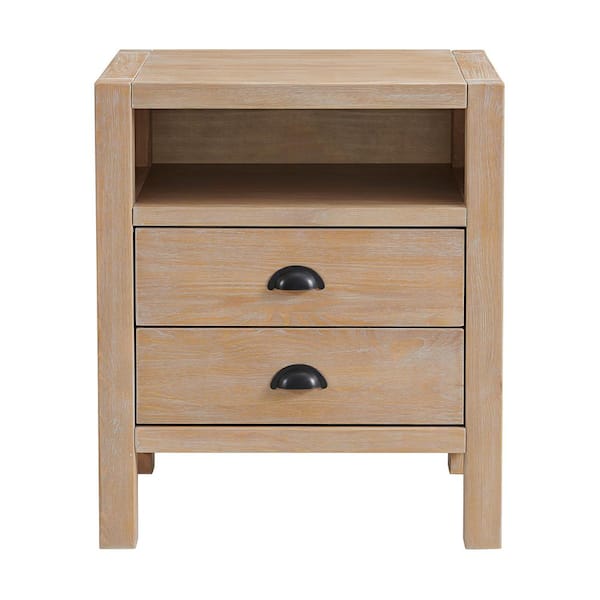 Alaterre Furniture Arden 2 Drawer Wood Nightstand in Light Driftwood 22 in. W x 17 in. D x 25 in. H ANAN0129 The Home Depot