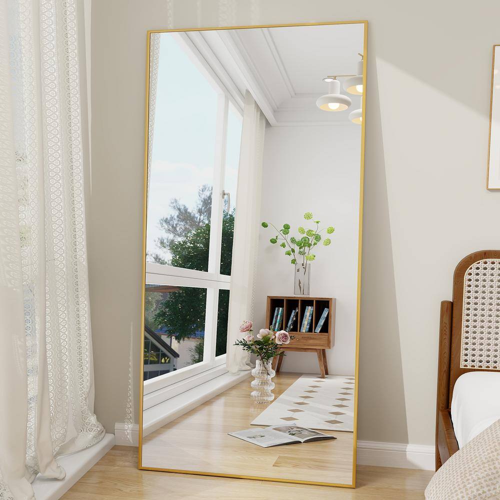 XRAMFY 30 in. W x 70 in. H Rectangular Classic Gold Aluminum Alloy ...