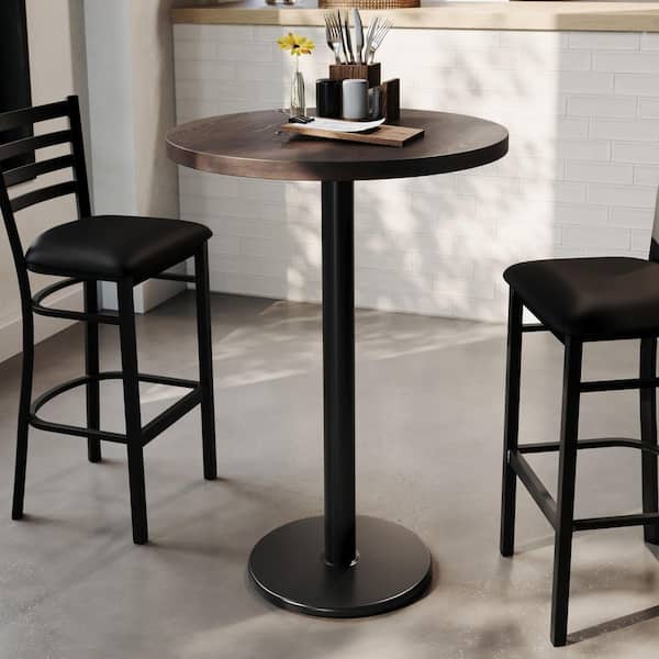 Carnegy Avenue Bennett 42 in. H Dark Brown Top/Black Base Round ...