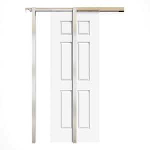ARK DESIGN 27 in. x 80 in. 1-Paneled White Primed Wood Sliding Pocket ...