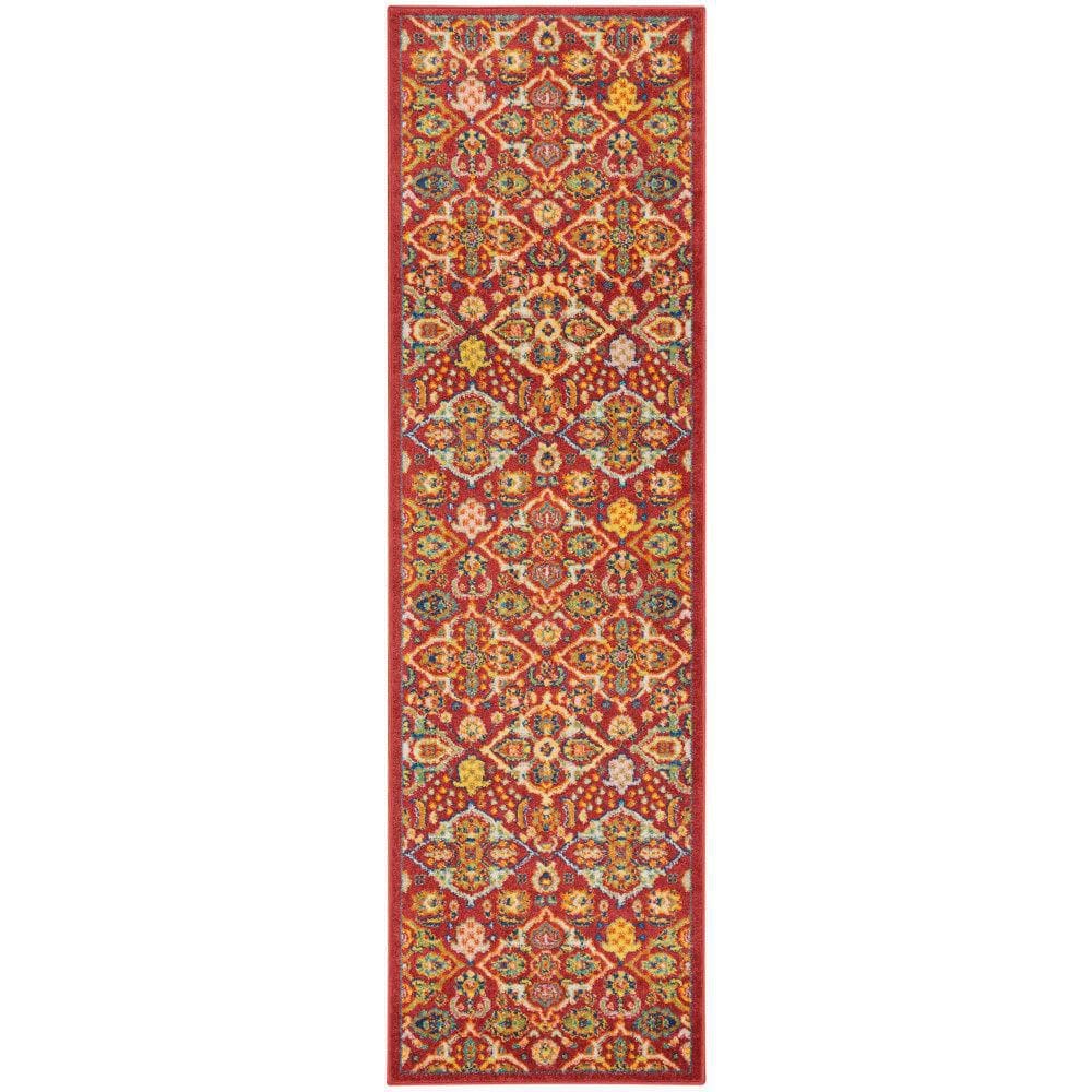 Nourison Allur Red Multicolor 2 ft. x 8 ft. Floral Bohemian Modern ...