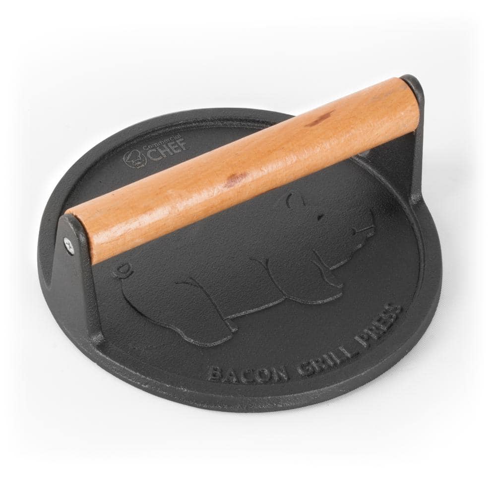 Commercial CHEF Pre-Seasoned 7 in. Cast Iron Round Grill Press CHCI701 ...