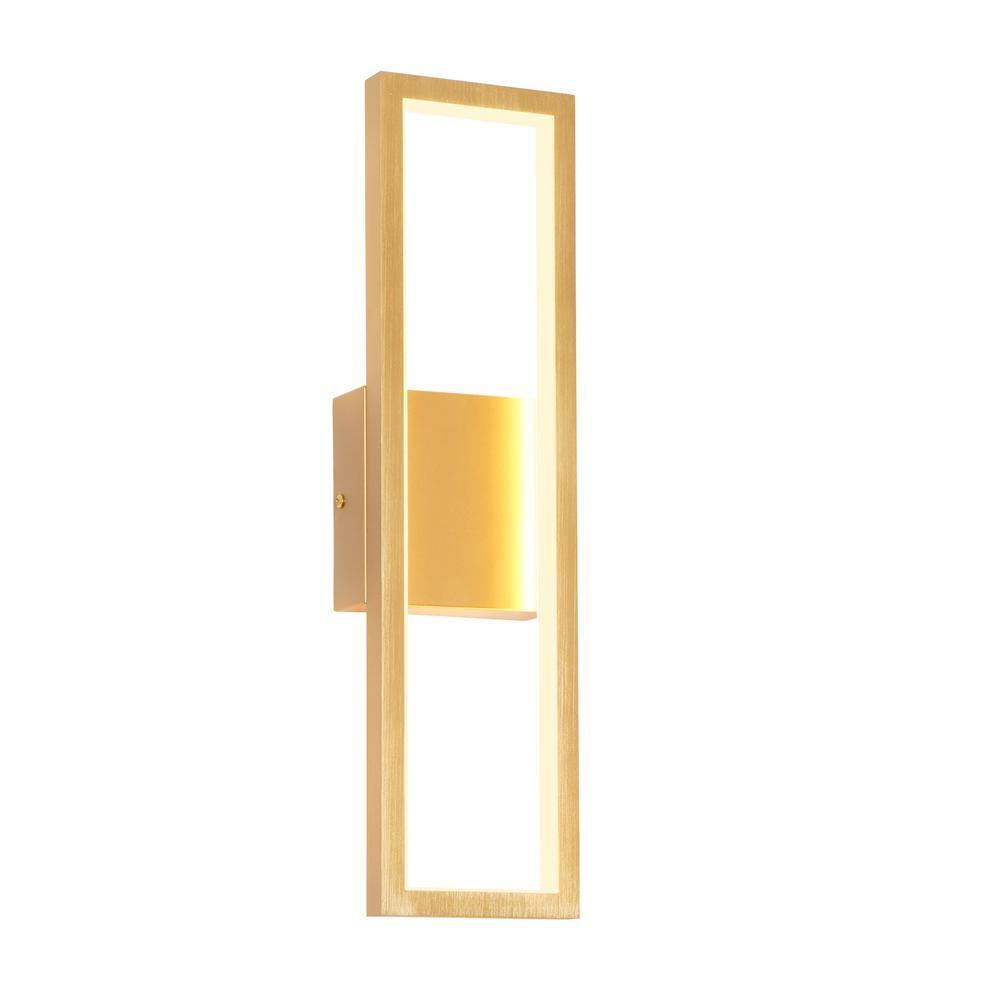 UMEILUCE 18 in. 1-Light Gold Integrated LED Wall Sconce for Living Room ...