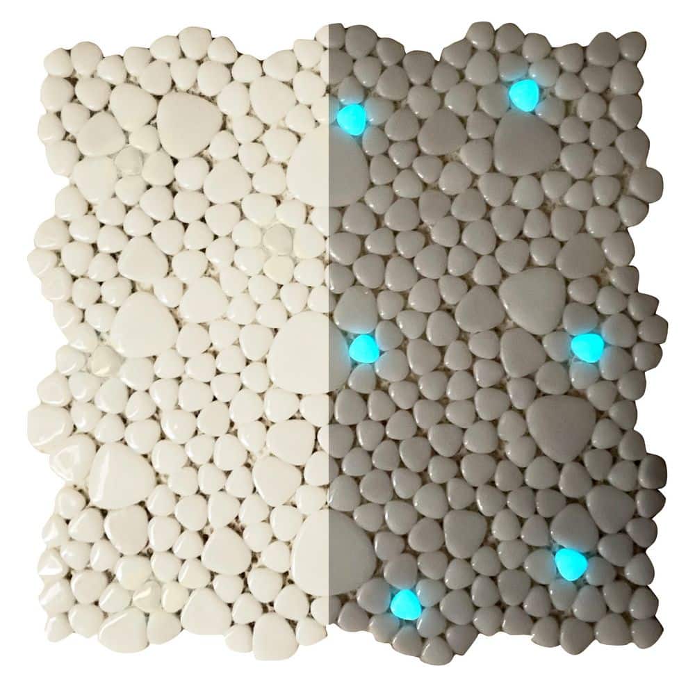 The Tile Doctor Glass Tile LOVE White Hot 12 in. X 12 in. White Pebble ...