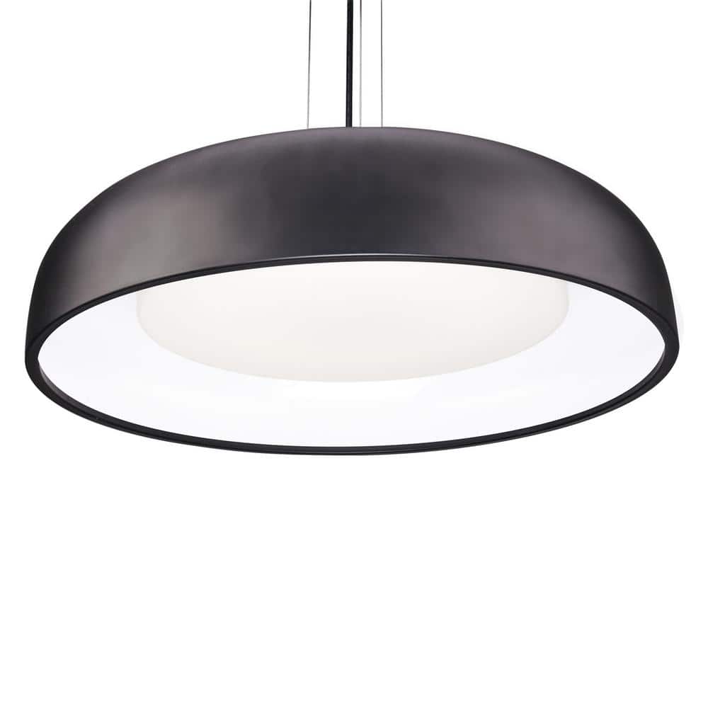 KUZCO Beacon 24 in. 1 Light 60-Watt Black Integrated LED Pendant Light ...