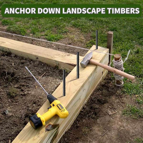 Angel Sar 16-Pcs 16 in. x 3/8 in. Thickness Ground Rebar Stakes, Heavy ...