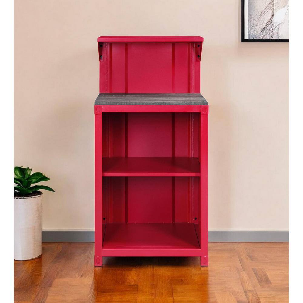 HomeRoots 25 in. Rectangular Red Metal 0-Drawer Computer Desks ...