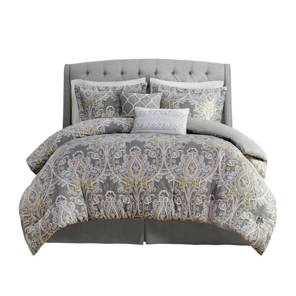 HARBOR HOUSE Hallie 6-Piece Grey Cotton Queen Comforter Set HH10-1684 ...