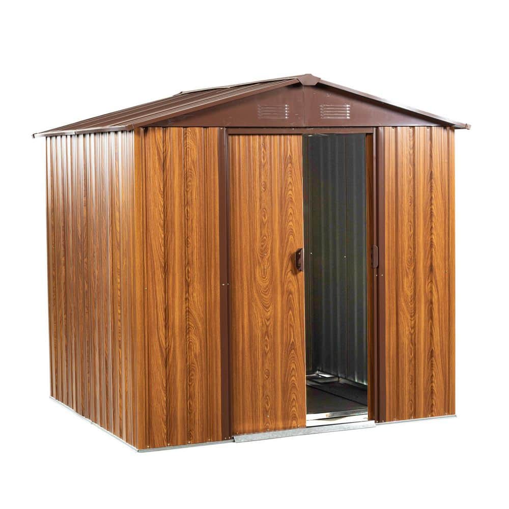 IMAGACFUN Outdoor Storage Shed 6 ft. W x 6 ft. D Metal Shed with ...