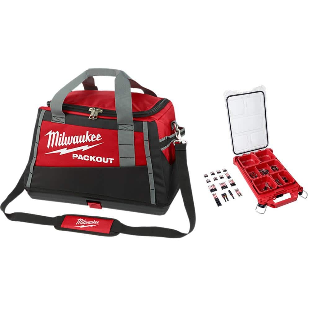 Milwaukee 20 in. PACKOUT Tool Bag and SHOCKWAVE Impact Duty Alloy Steel ...