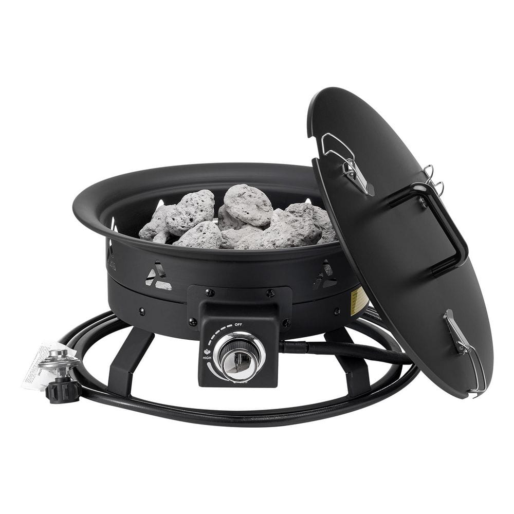 SKYSHALO Propane Fire Pit, 19 in. Diameter Outdoor Portable Gas Fire ...