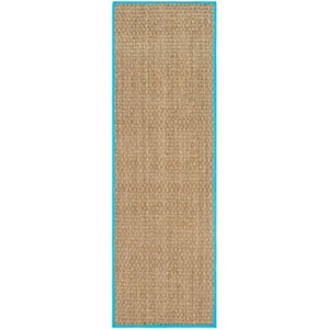 SAFAVIEH Natural Fiber Beige/Gray 3 ft. x 8 ft. Border Runner Rug ...