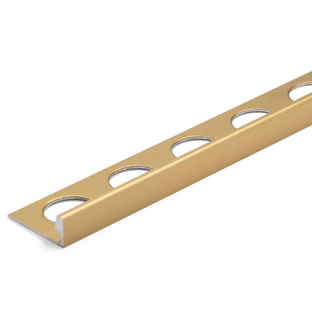 TrimMaster Bright Brushed Gold 3/8 in. x 98.5 in. Aluminum L-Shaped ...