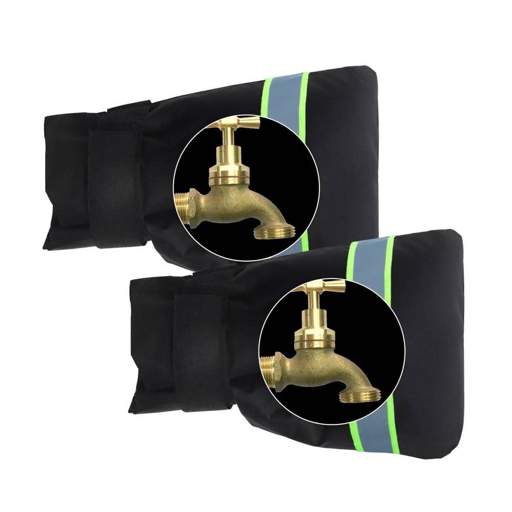 Wellco 2-Piece Black Outdoor Freeze Protector Insulate Faucet Cover for ...