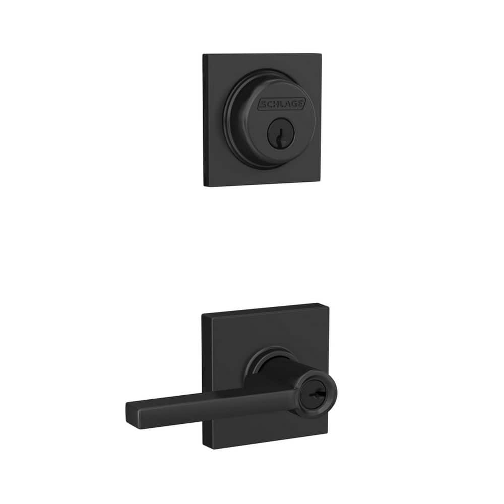 Schlage Collins Matte Black Single Cylinder Deadbolt and Latitude Keyed ...