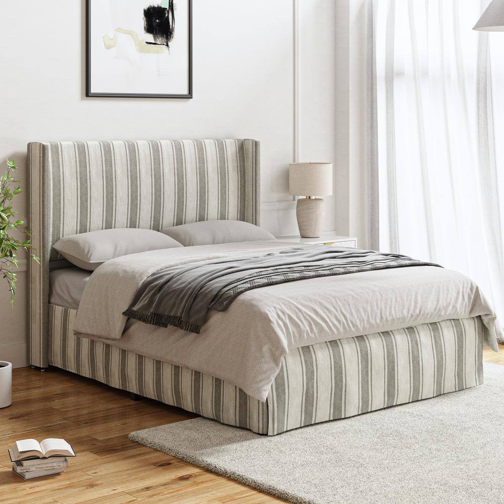 JAYDEN CREATION Raymond 2-Piece Strip Wingback Design Queen Bedroom Set ...