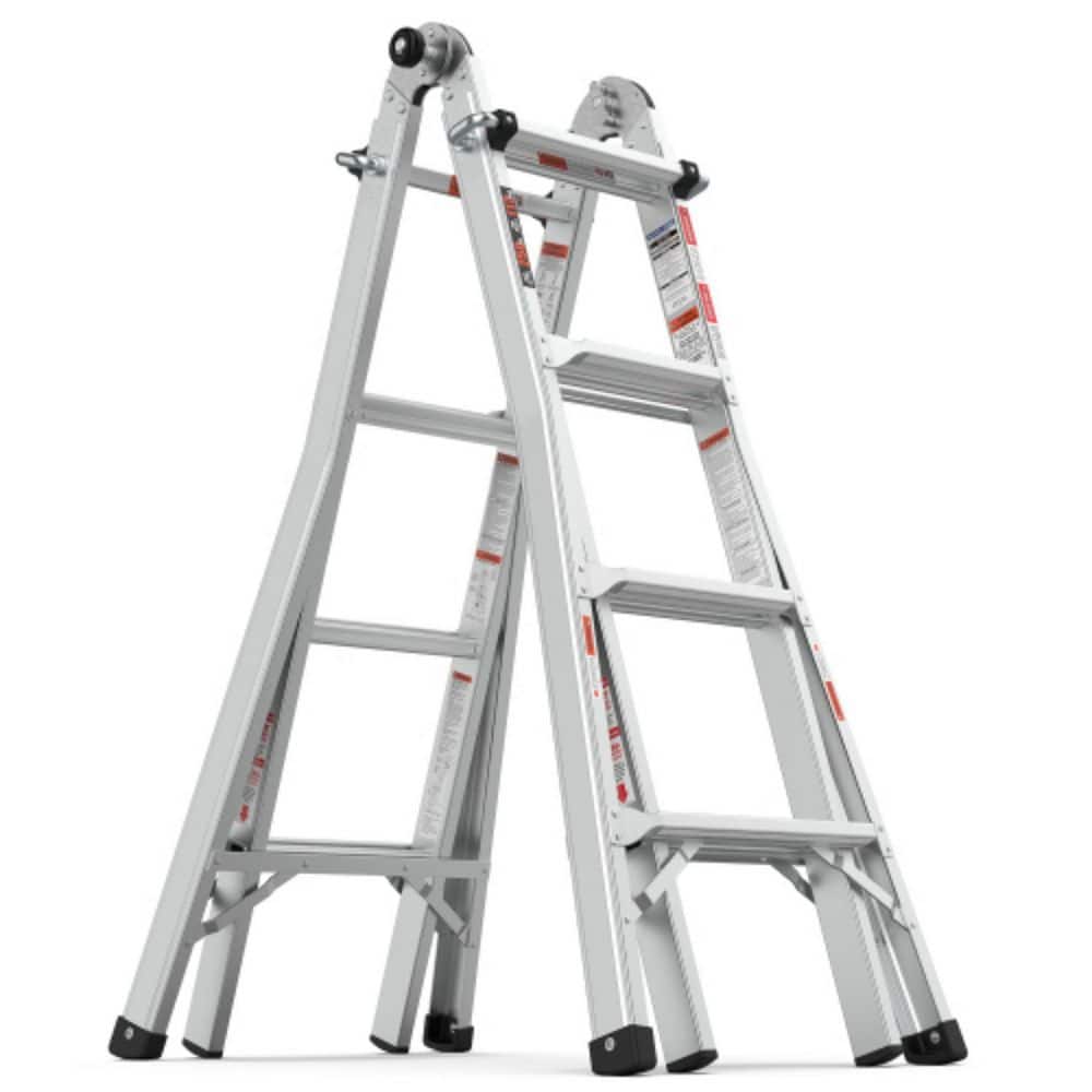 17 ft. Reach Aluminum Folding Telescoping Multi-Position Ladder Load 25 ...