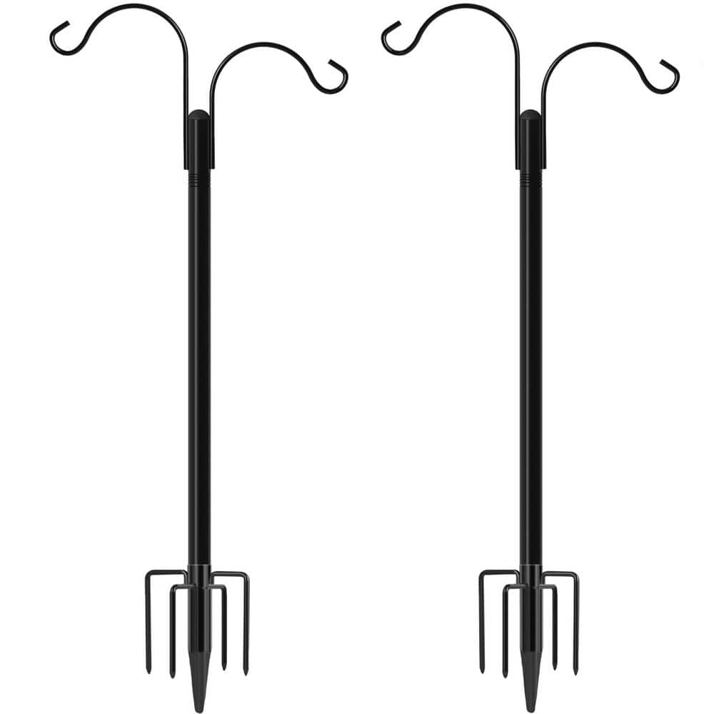 76 in. Metal Double Shepard's Hooks for Outdoor, Garden Pole with 5 ...