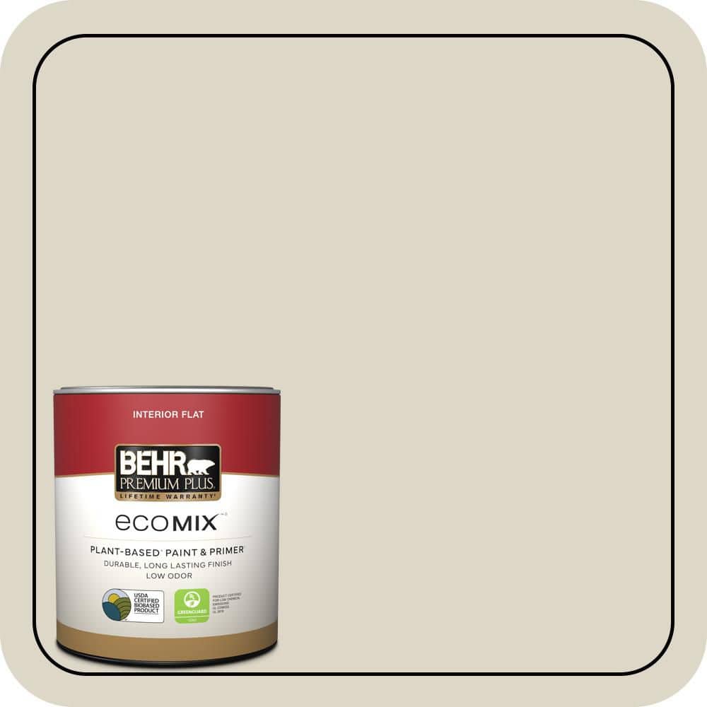 BEHR PREMIUM PLUS 1 qt. #N330-2 Prairie Dust Flat EcoMix Plant-Based ...