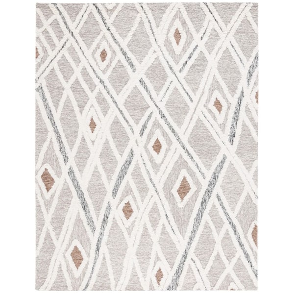 SAFAVIEH Casablanca Gray/Ivory 10 ft. x 14 ft. Abstract High-Low Wavy ...