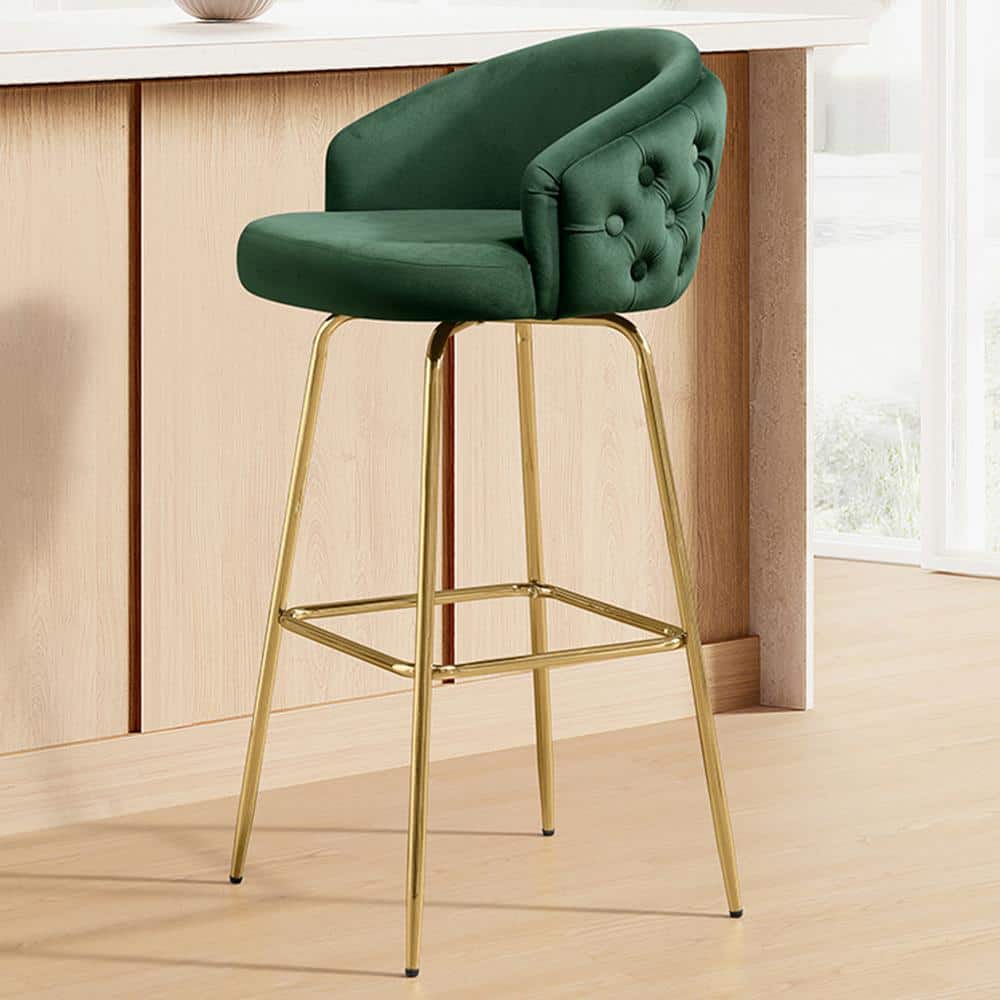 Art Leon Modern Green Seat Height 30.52 in Fabric Swivel Counter Stools ...
