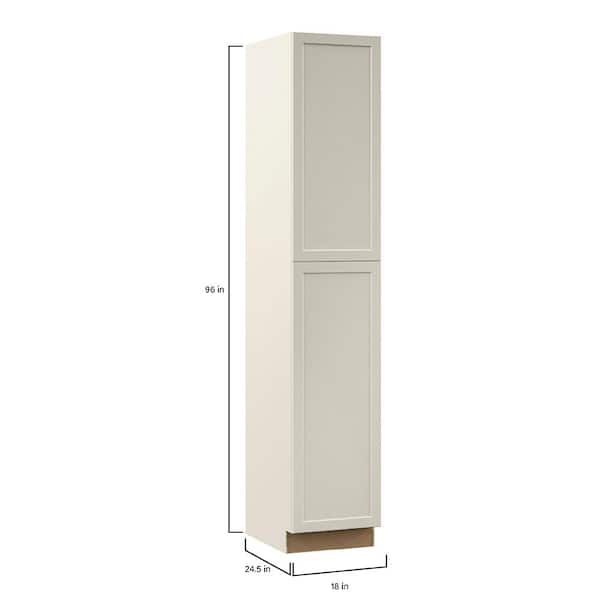 Hampton Bay Designer Series Melvern 18 in. W 24 in. D 96 in. H Assembled Shaker Pantry Kitchen Cabinet in Cloud T1896 MLCL The Home Depot