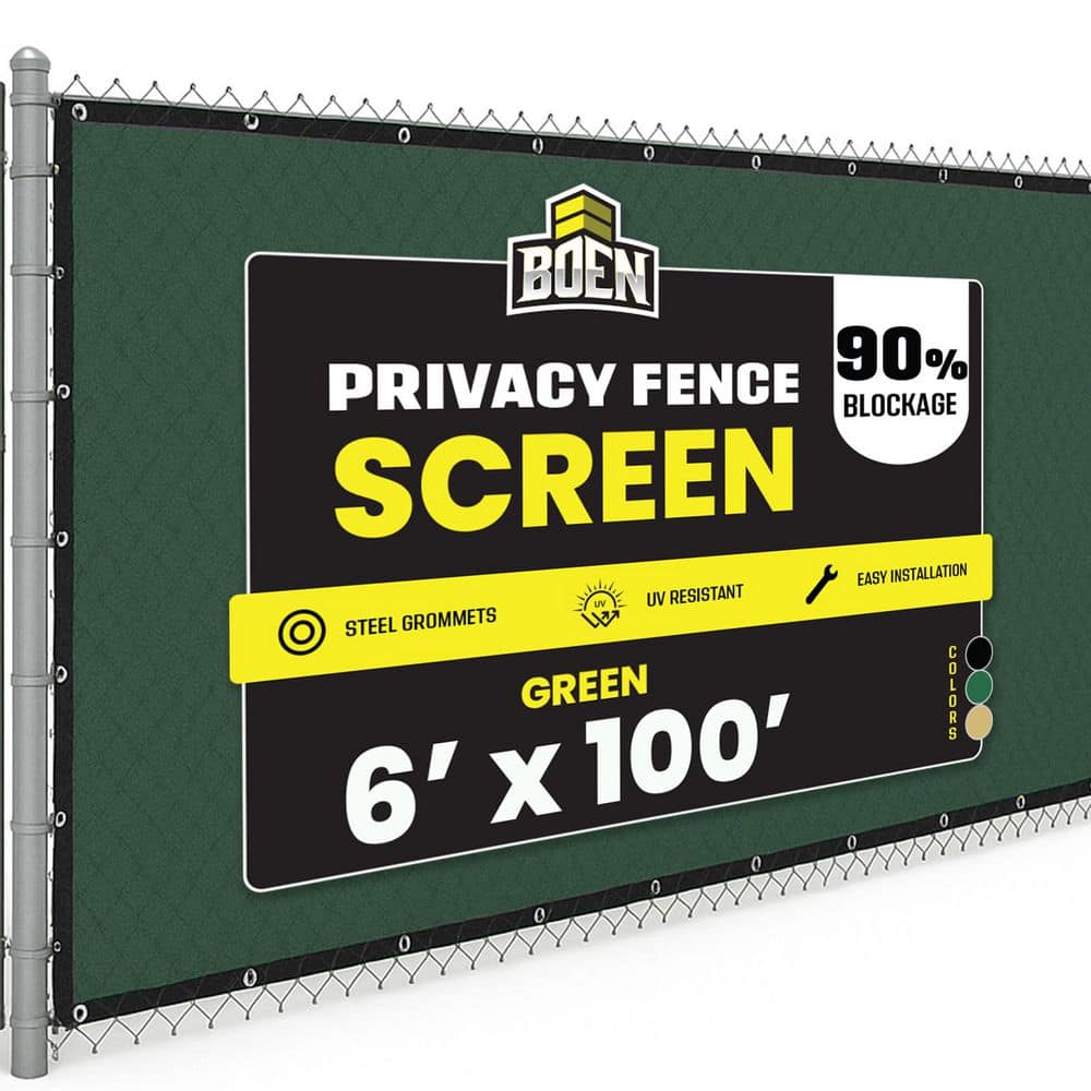 BOEN 6 ft. x 100 ft. Green Privacy Fence Screen Netting Mesh with ...