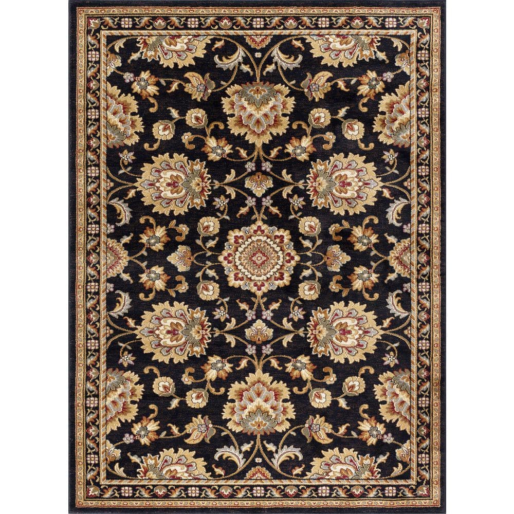 Tayse Rugs Sensation Border Black 5 ft. x 8 ft. Indoor Area Rug SNS4853 ...