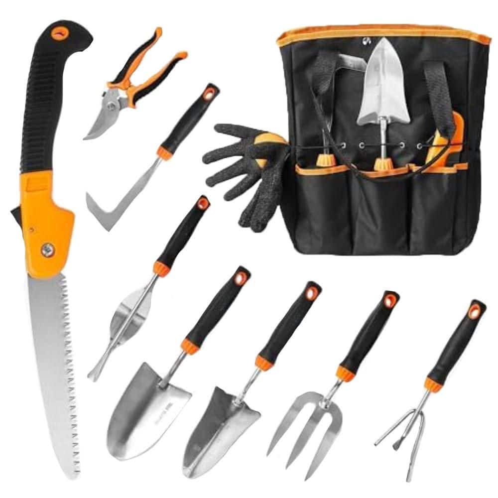 Misopily 10-Piece Garden Tool Set Stainless Steel Heavy Duty Ergonomic ...