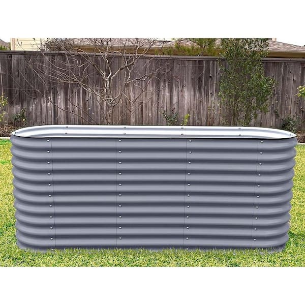 vego garden 32 in. Extra-Tall 6-In-1 Modular Modern Gray Metal Raised ...