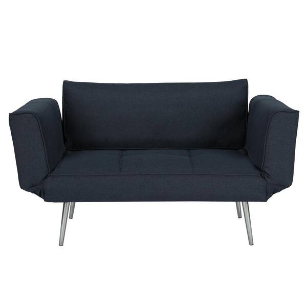 DHP Ryana Navy Linen Upholstered Futon with Magazine Storage DE37080 ...