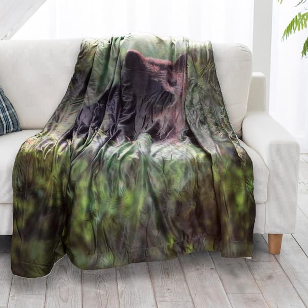 Lavish Home Grizzly Bear Print Sherpa Fleece Blanket-64-BEAR - The Home ...