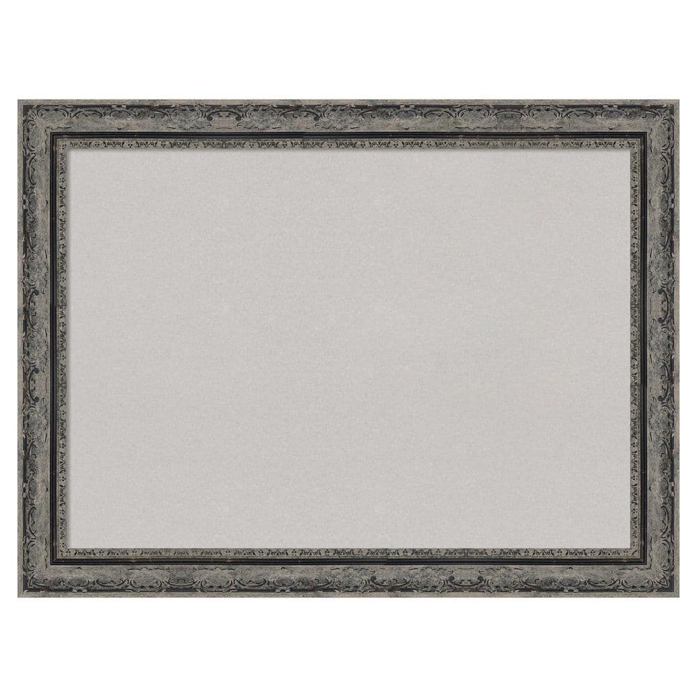 Amanti Art Filigree Matte Black 32 in. x 24 in. Poly Framed Grey Cork ...