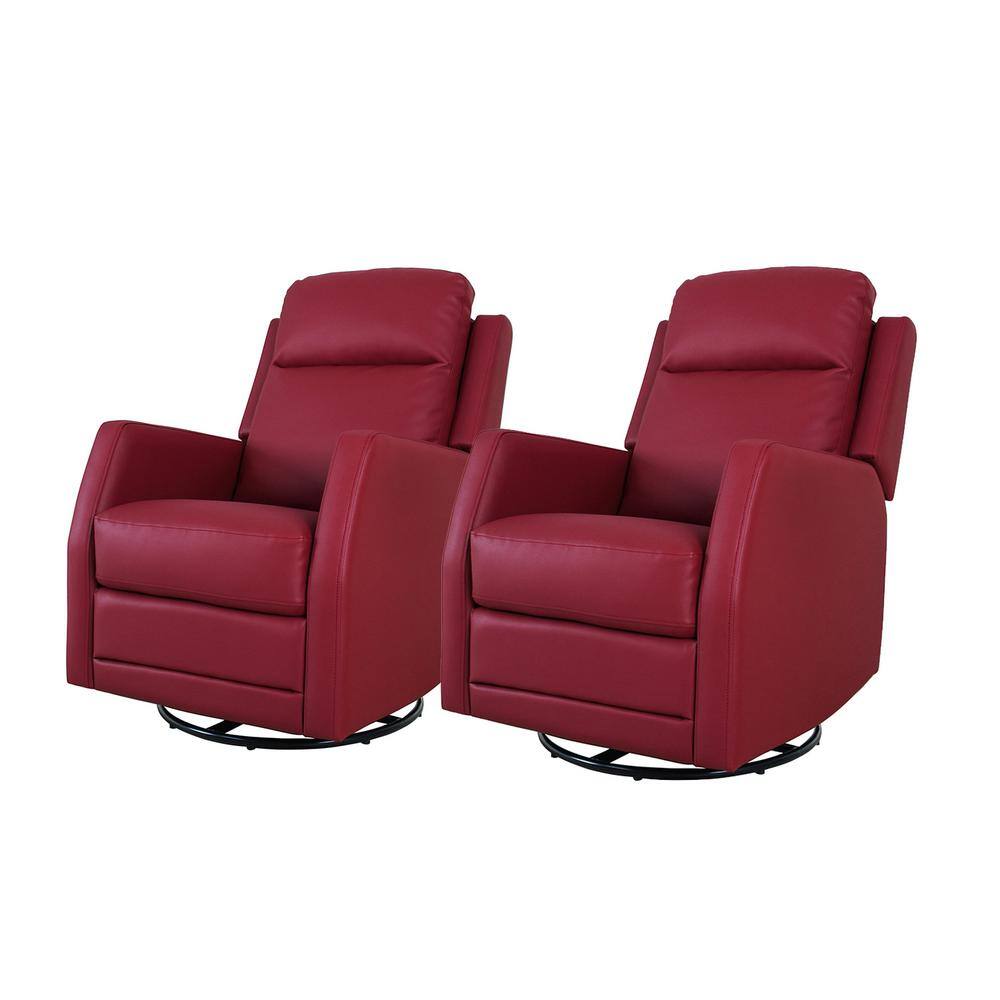 JAYDEN CREATION Coral Classic Red Upholstered Rocker Wingback Swivel ...