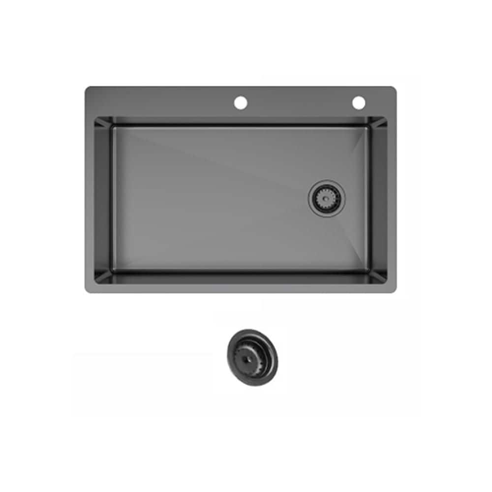 Glacier Bay 33 in. Drop-in Single Bowl 18-Gauge Gunmetal Stainless ...