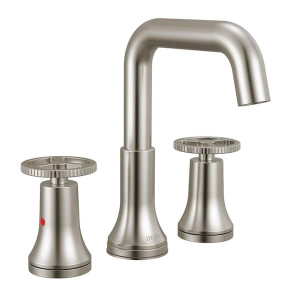 Delta Trinsic Wheel 8 in. Widespread Double Handle Bathroom Faucet in Stainless 35547-SSMPU-DST ...