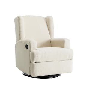 Uixe Beach Color Linen Wingback Manual Swivel Rocker Recliner with ...