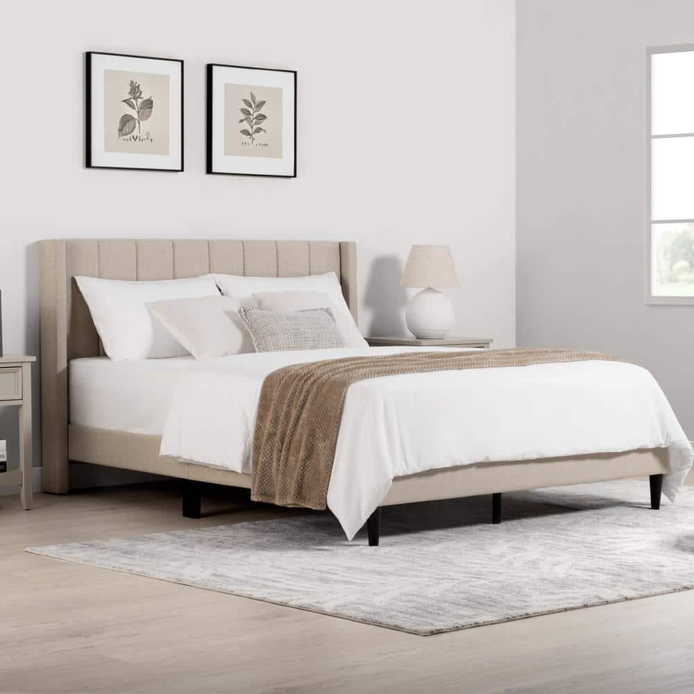 Spruce & Spring Aldrich Brown Wood and Metal Frame Upholstered Queen ...