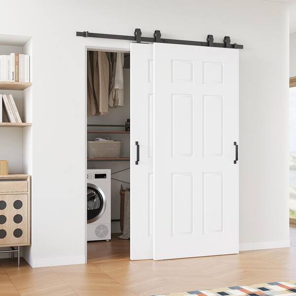 ARK DESIGN 64 in. x 80 in. (Double 36 in. ) 6 Panel Molded White Primed ...