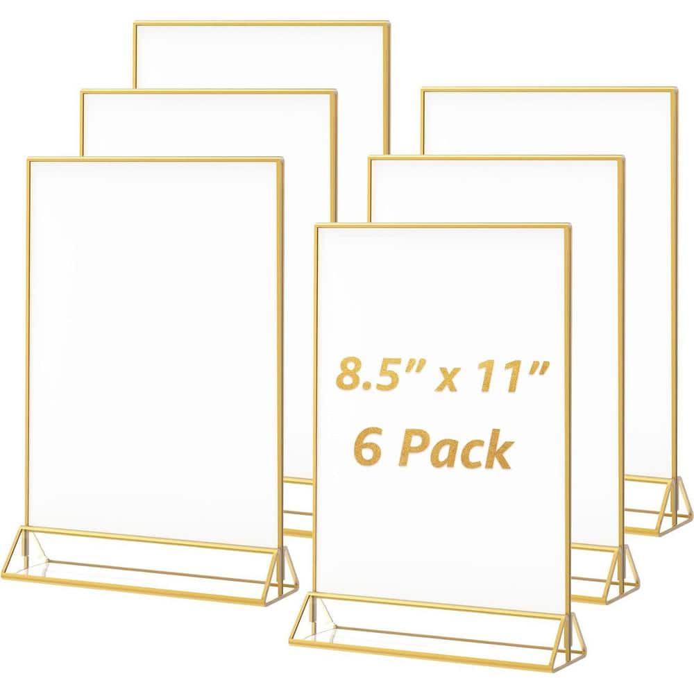 Afoxsos 8.5 x 11 in. Gold Acrylic Sign Holder - Double Sided Picture ...