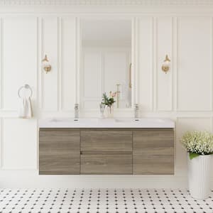 Afhocomp 47. 24 in. Single Sink Floating Ash Grey Bath Vanity with ...