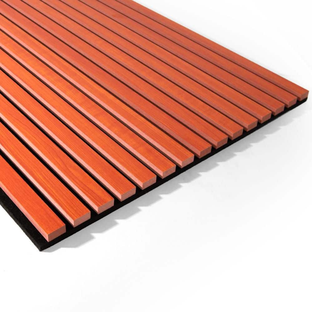Art3d 4/5in. x 2ft. x 4ft. Cherry Slat MDF Decorative Acoustic Wall ...