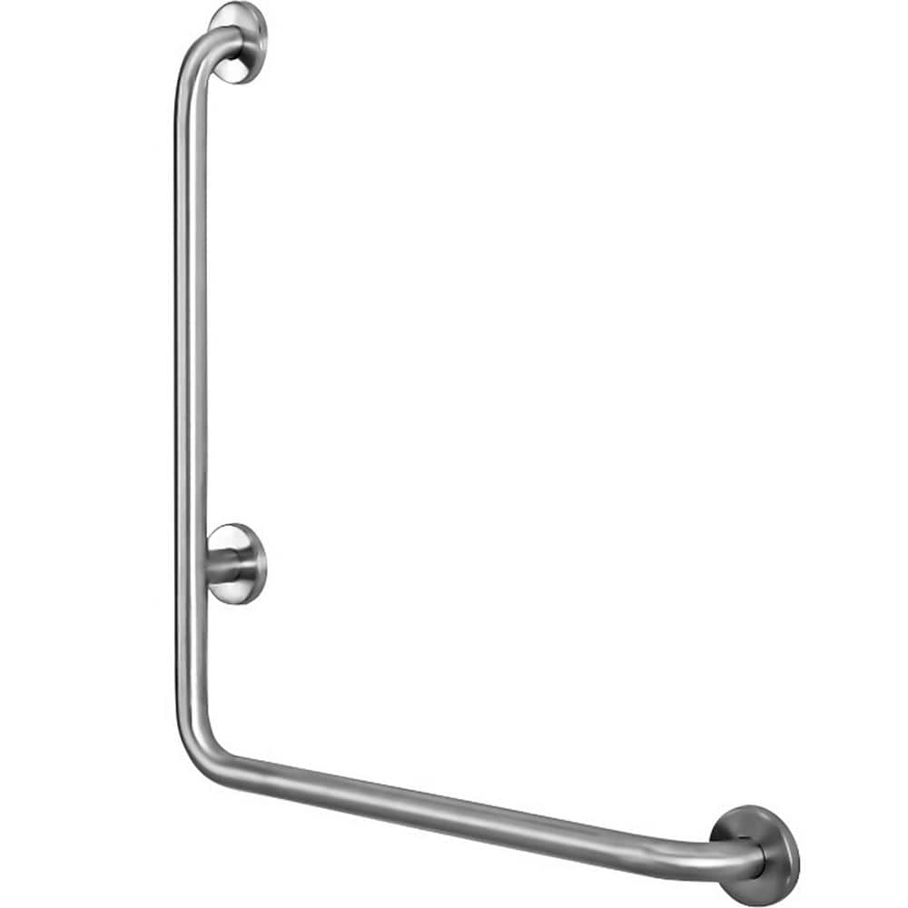 Grabcessories 30 in. x 30 in. ADA Compliant L- Shaped Grab Bar in Satin ...